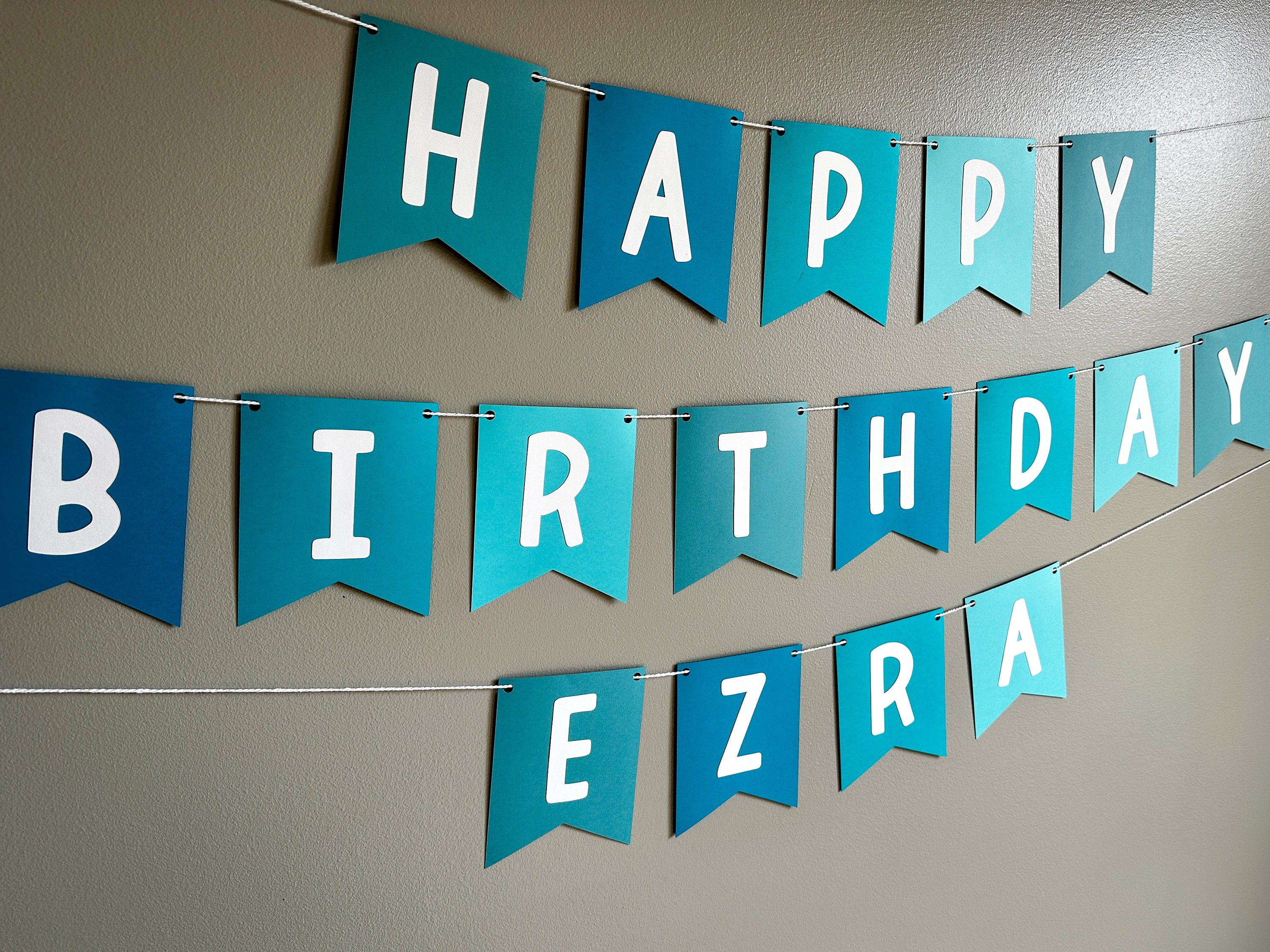 Personalized Birthday Banner Teal Ombre Birthday Banner - Etsy