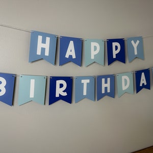 Personalized Blue Birthday Banner - Blue Ombre Birthday Banner - Blue ...