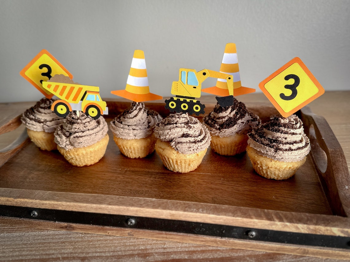 Construction Cupcake Toppers Construction Party - Etsy