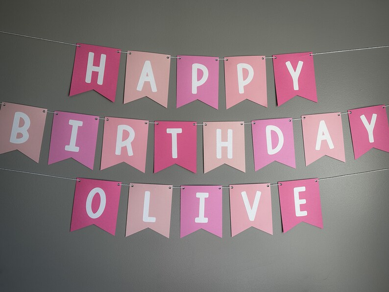 Personalized Birthday Banner Pink Birthday Banner Pink - Etsy