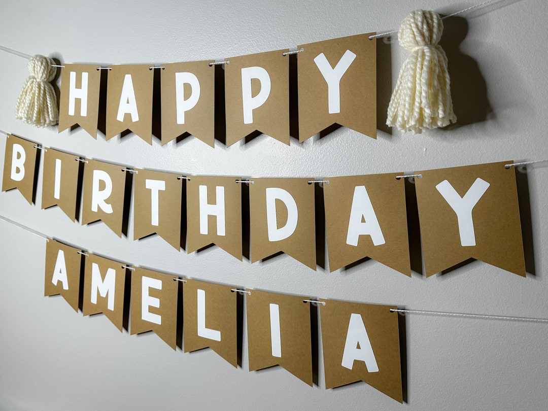 Personalized Neutral Birthday Banner With Tassels - Boho Birthday ...