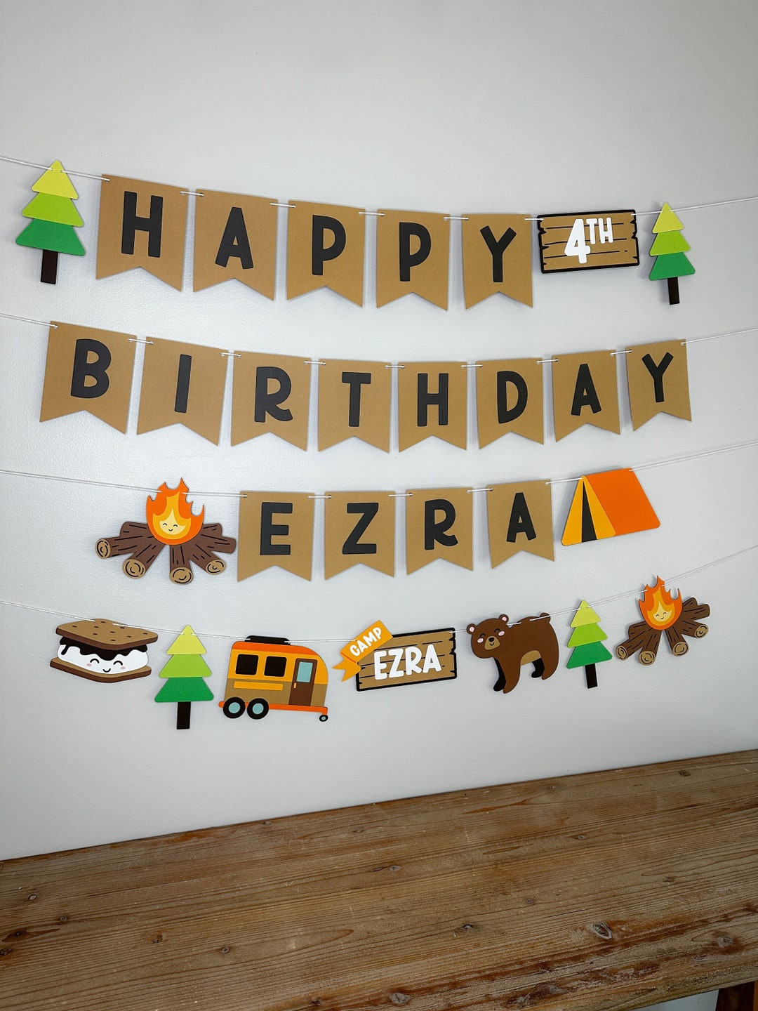 Camping Birthday Banner - Camp Birthday Banner - Camping Happy Birthday ...