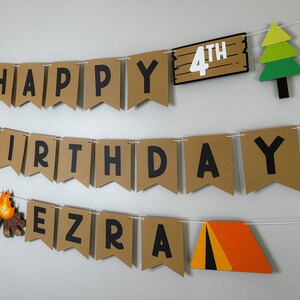 Camping Birthday Banner - Camp Birthday Banner - Camping Happy Birthday ...