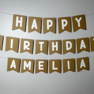 Personalized Neutral Birthday Banner - Tan Birthday Banner - Kraft ...