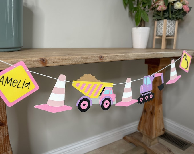 Pink Construction Birthday Party - Personalized Construction Birthday ...