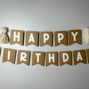 Personalized Neutral Birthday Banner With Tassels - Boho Birthday ...