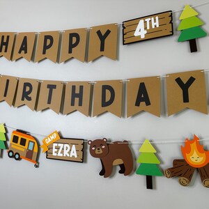 Camping Birthday Banner - Camp Birthday Banner - Camping Happy Birthday ...