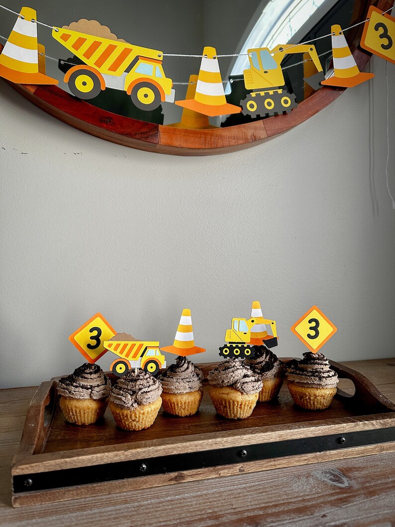 Construction Cupcake Toppers Construction Party - Etsy