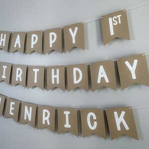 Personalized Neutral Birthday Banner - Tan Birthday Banner - Kraft ...