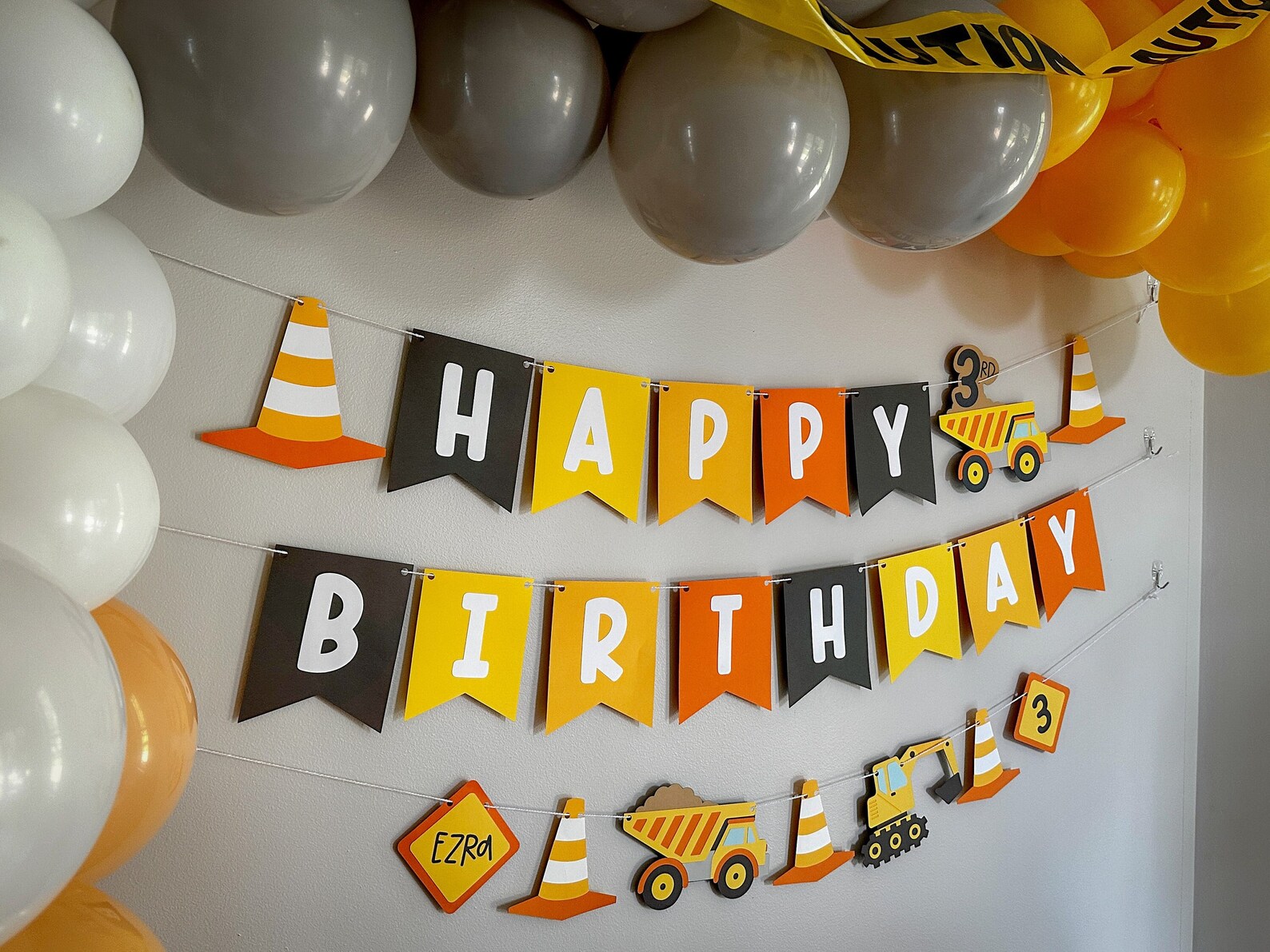 Construction Birthday Banner Construction Party Banner Construction ...