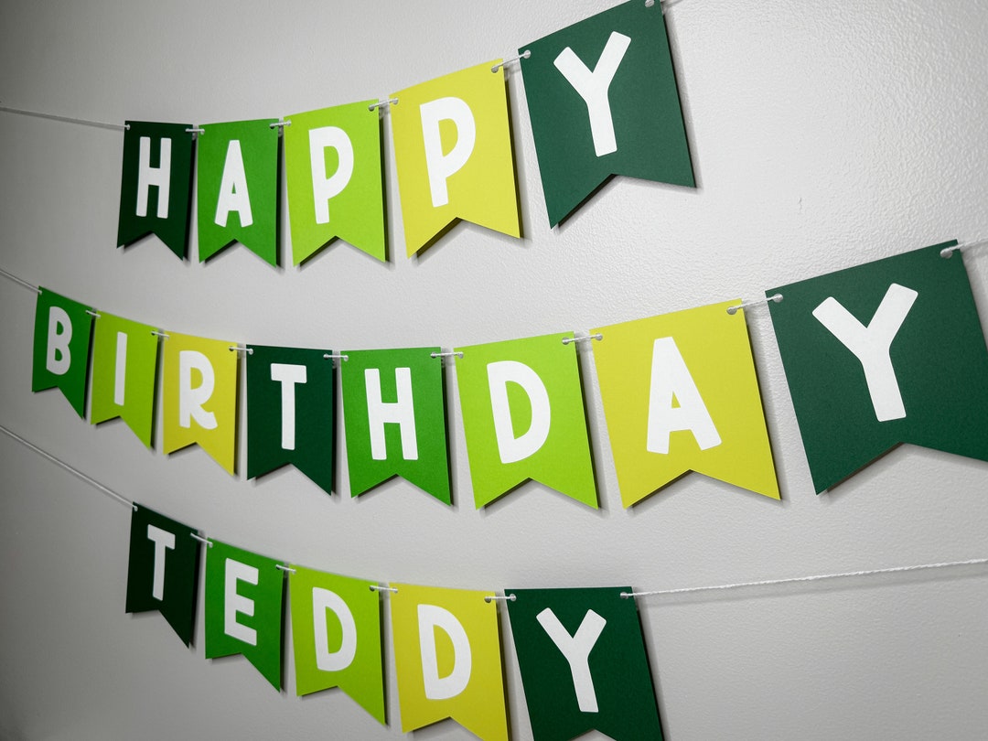 Personalized Birthday Banner - Green Birthday Banner - Green Party ...