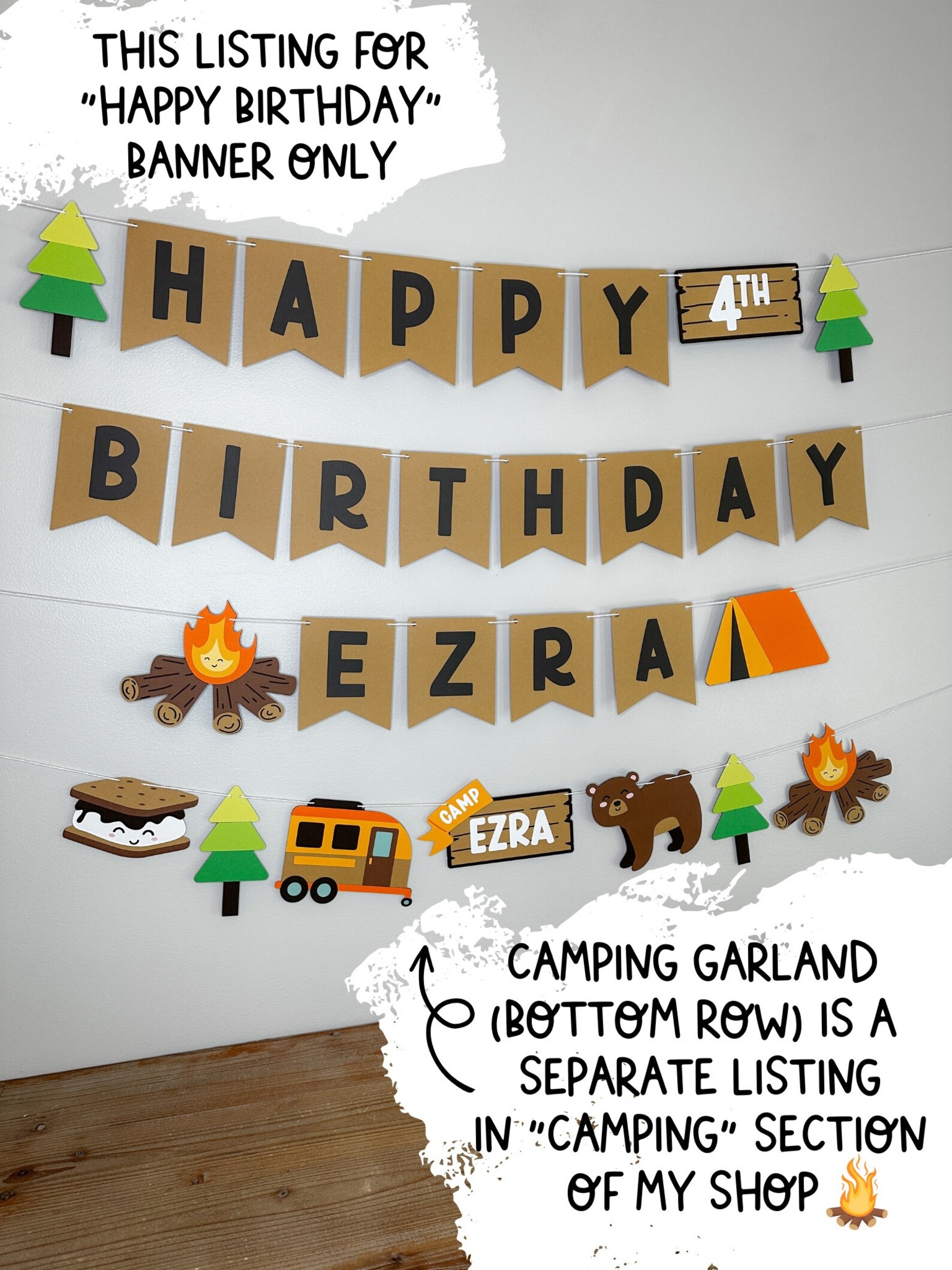 Camping Birthday Banner Camp Birthday Banner Camping Happy Birthday ...