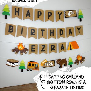 Camping Birthday Banner - Camp Birthday Banner - Camping Happy Birthday ...