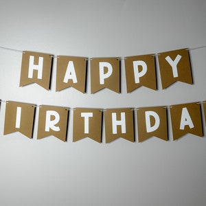Personalized Neutral Birthday Banner - Tan Birthday Banner - Kraft ...