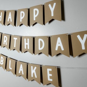 Personalized Neutral Birthday Banner - Tan Birthday Banner - Kraft ...