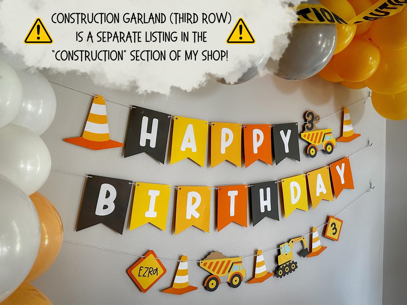 Construction Birthday Banner Construction Party Banner Construction ...
