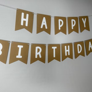 Personalized Neutral Birthday Banner - Tan Birthday Banner - Kraft ...
