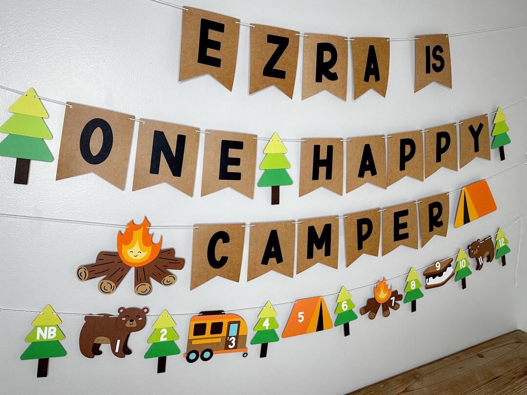Happy Camper Banner - One Happy Camper Banner - Camping Birthday - One ...