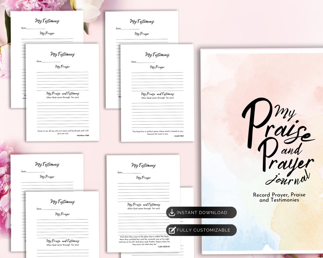 My Praise and Prayer Journal, Prayer Journal Journal Template for Women ...