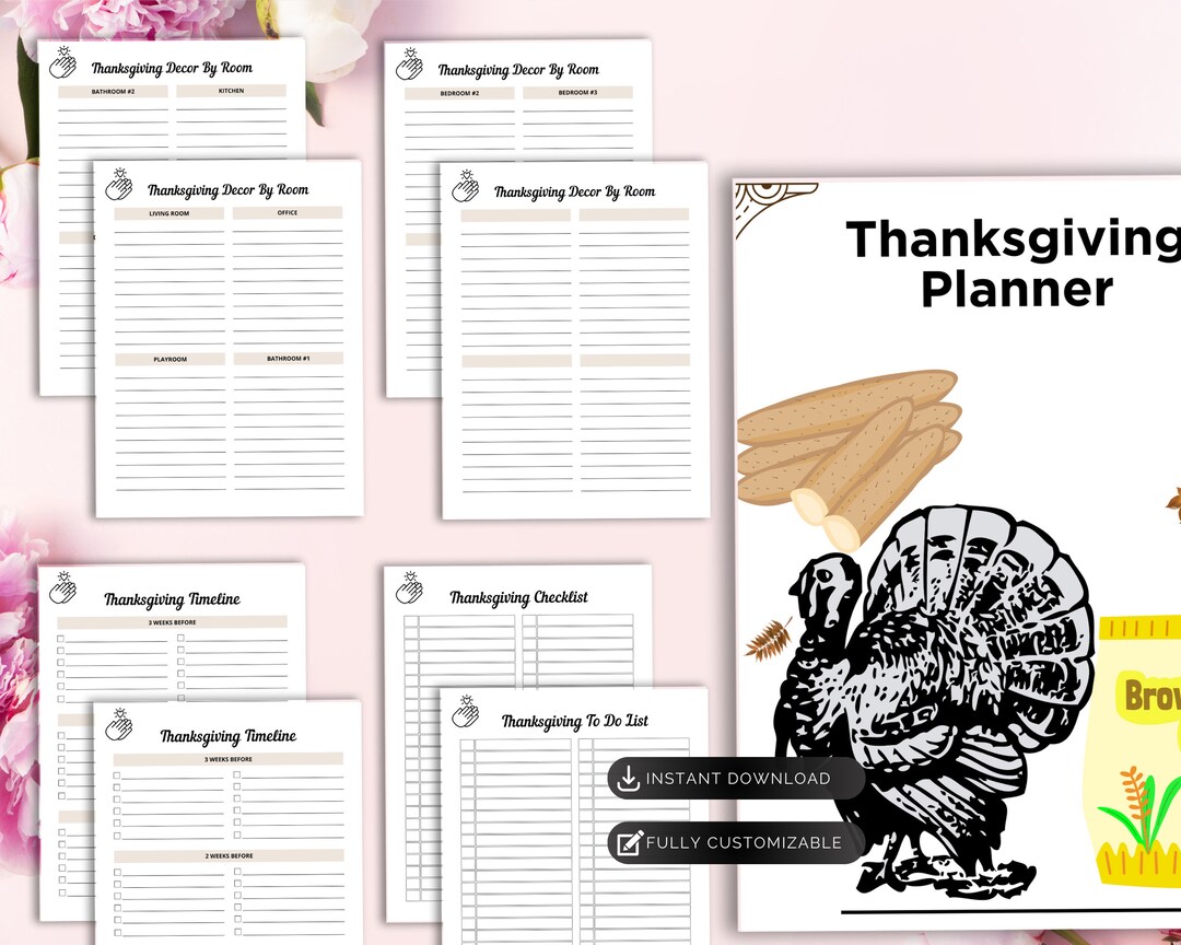 Thanksgiving Planner, Thanksgiving Planner Organizer, Holiday Meal ...