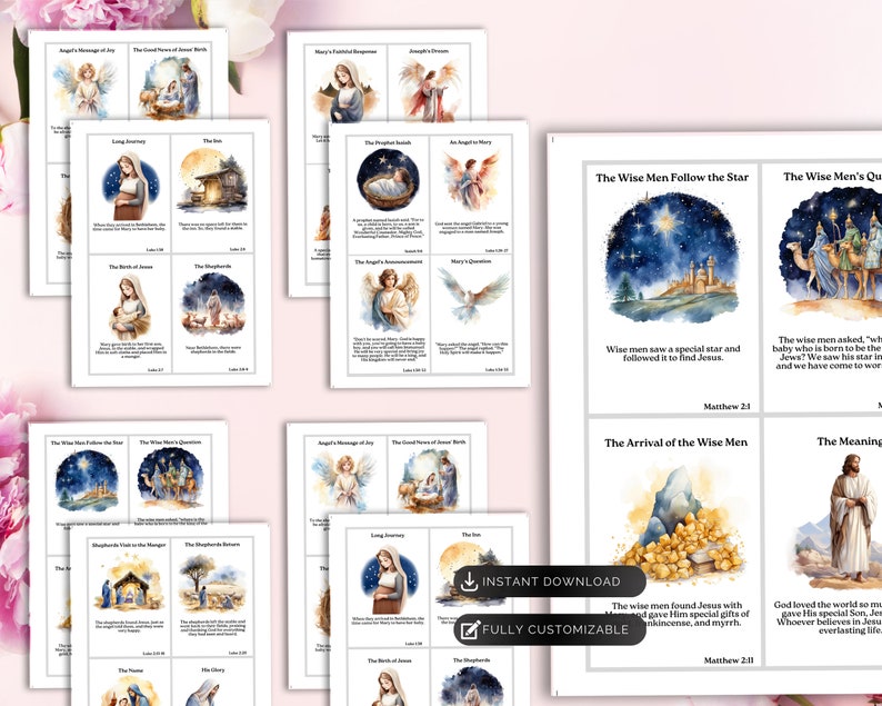 Christmas Bible Story Flash Card, Printable Digital Download, Bible ...