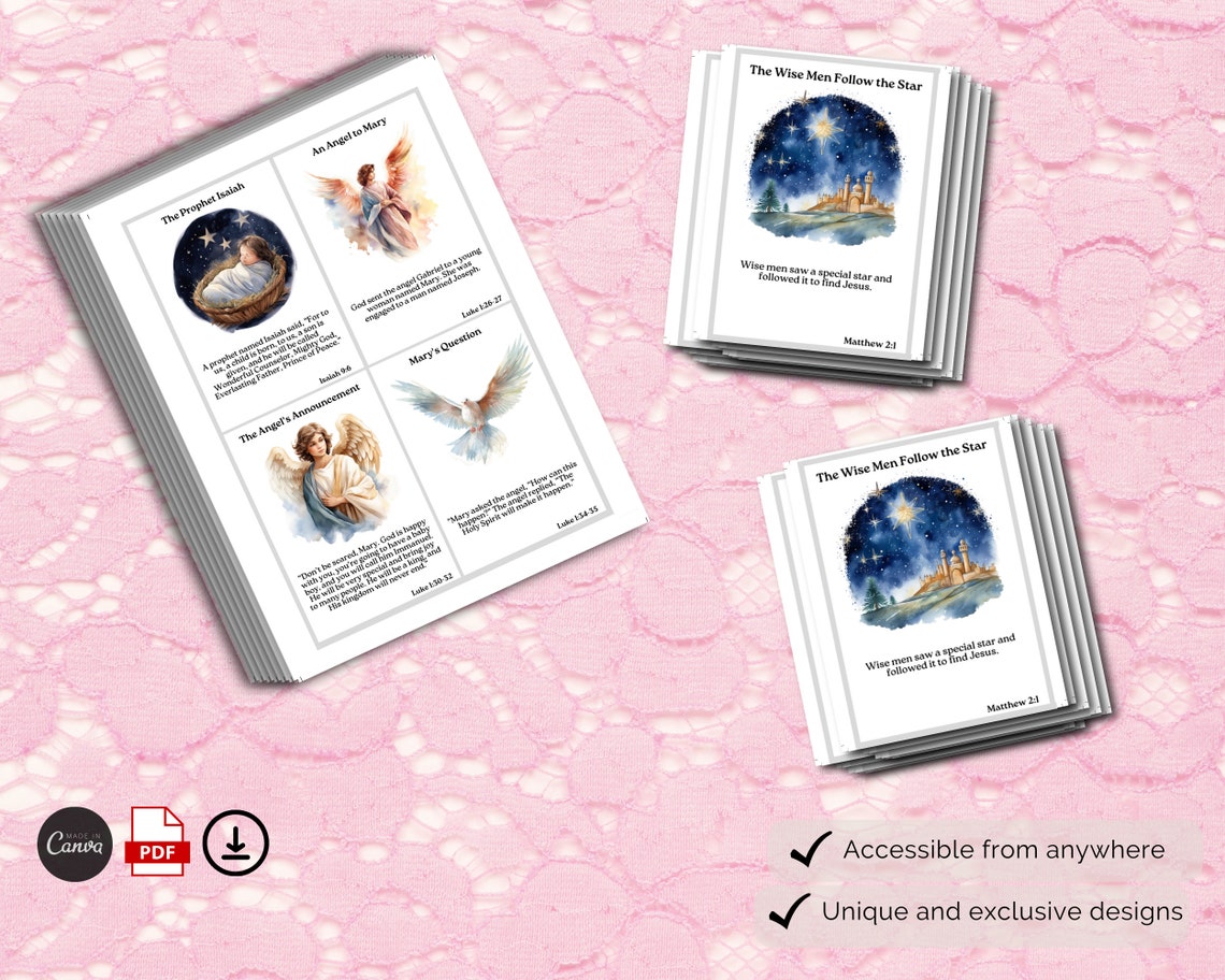 Christmas Bible Story Flash Card, Printable Digital Download, Bible ...
