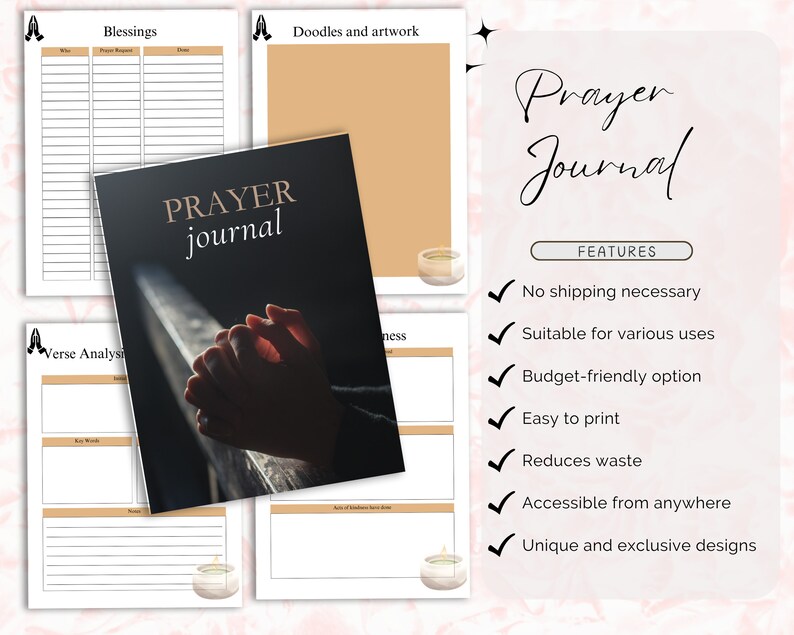 Digital PRAYER JOURNAL, Printable Planner, Christian Journal, Religious ...