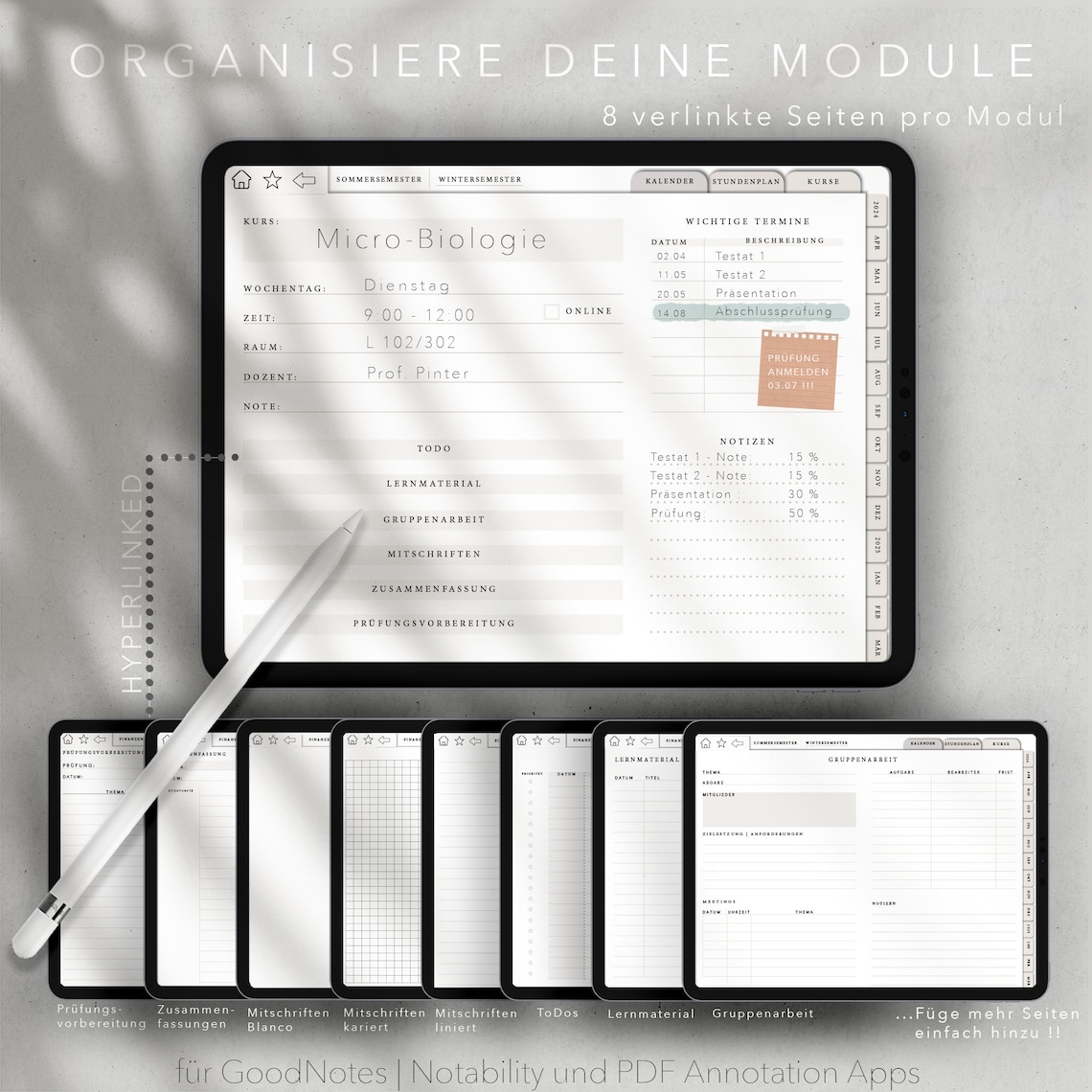 Digitaler Semesterplaner 2024/ 2025 · Studentenplaner Ipad, GOODNOTES ...
