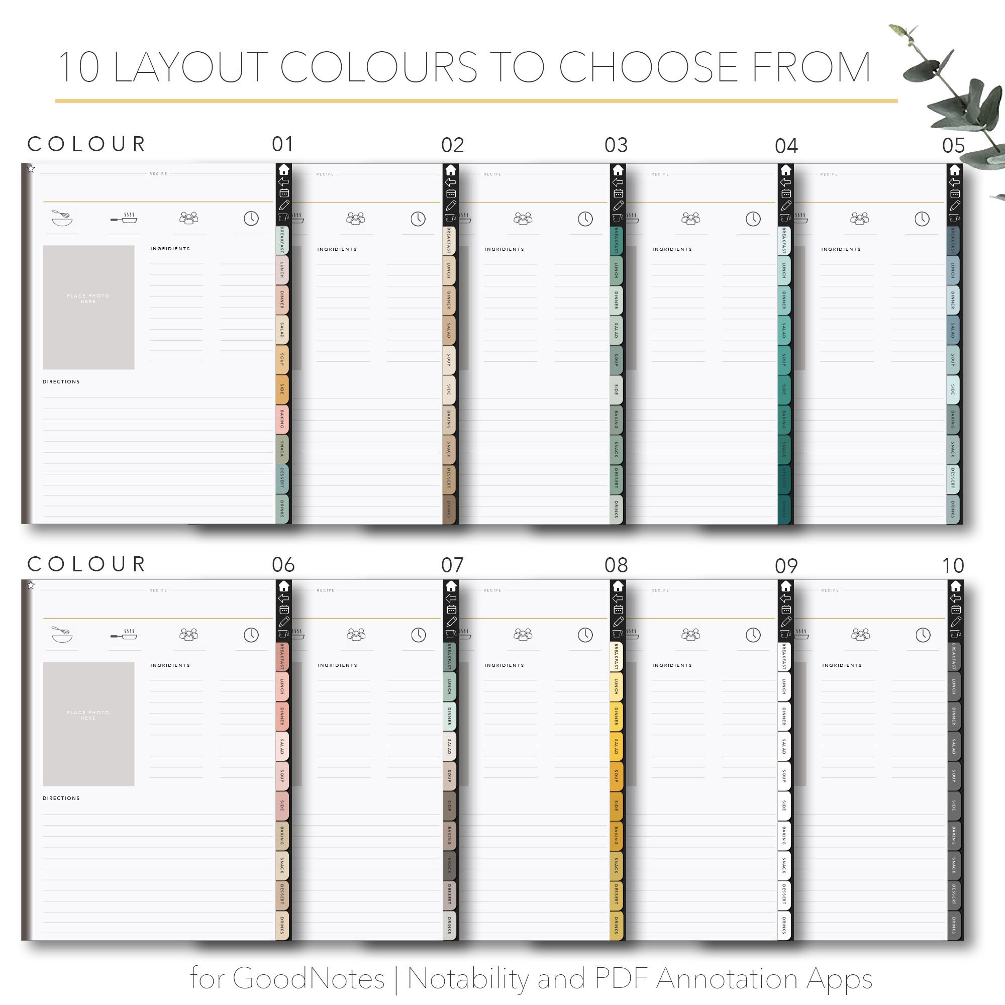 Digital Recipe Book Goodnotes Recipes Digital Planner for - Etsy