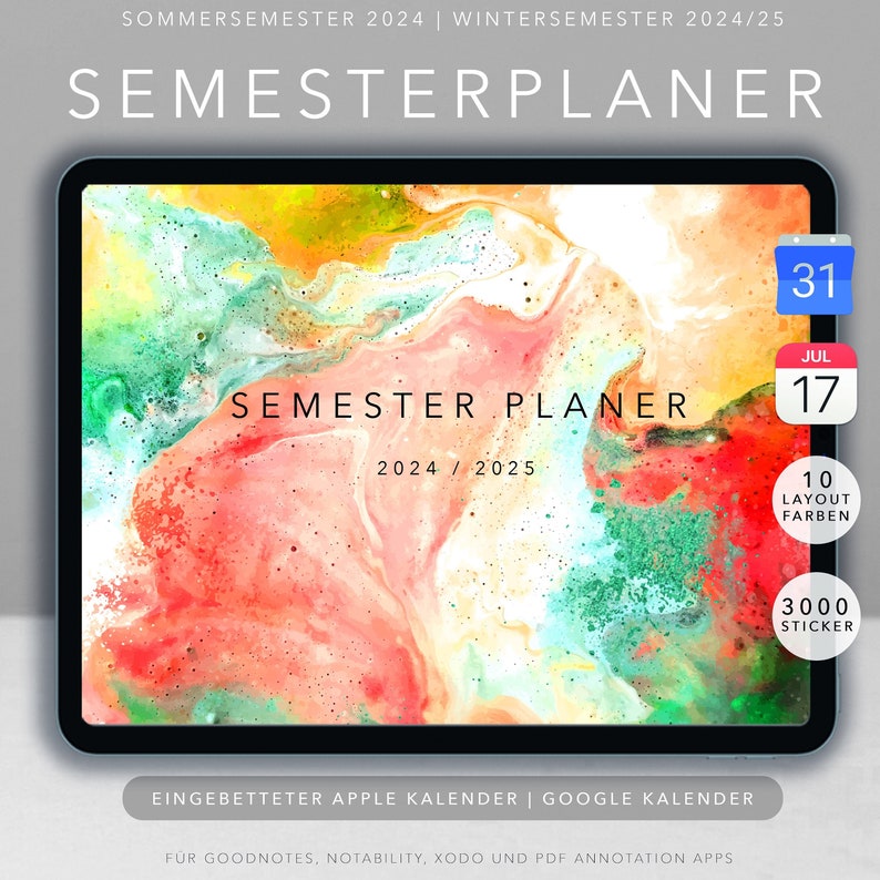 Digitaler Semesterplaner 2024/ 2025 · Studentenplaner Ipad, GOODNOTES ...
