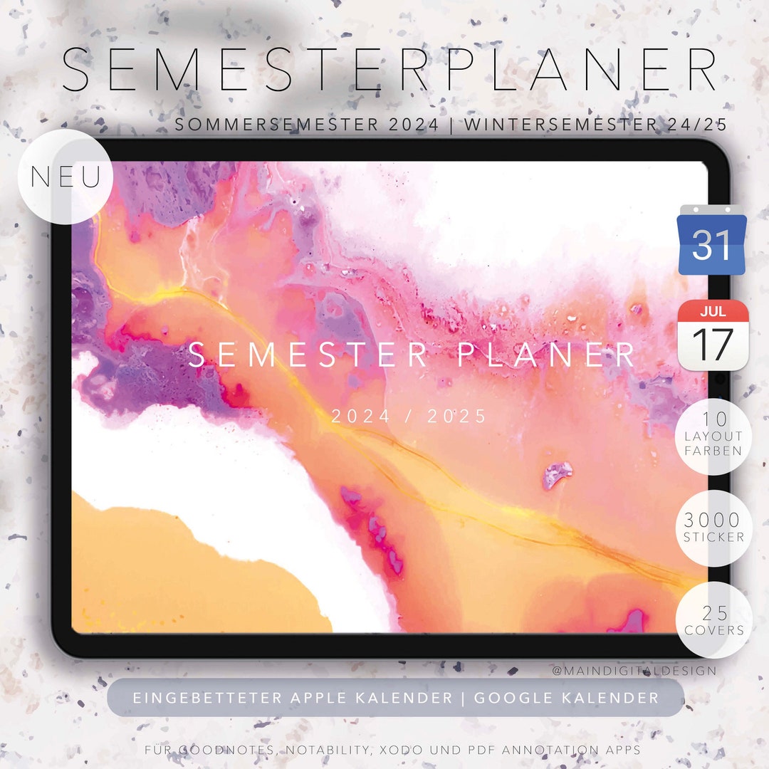 Digitaler Semesterplaner 2024/ 2025 Studentenplaner Ipad, GOODNOTES ...