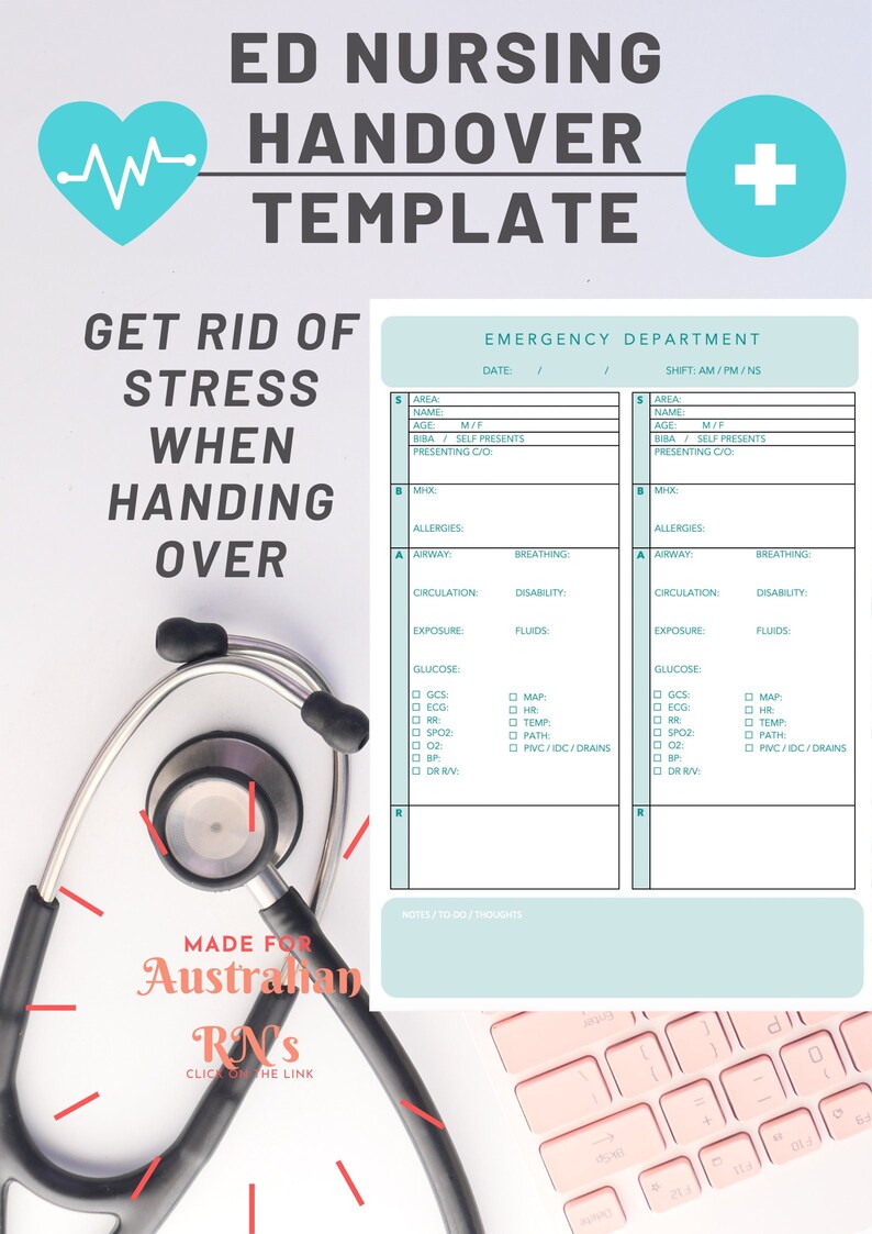 Emergency Nurse Handover Template, Template, Digital Download, Nursing ...
