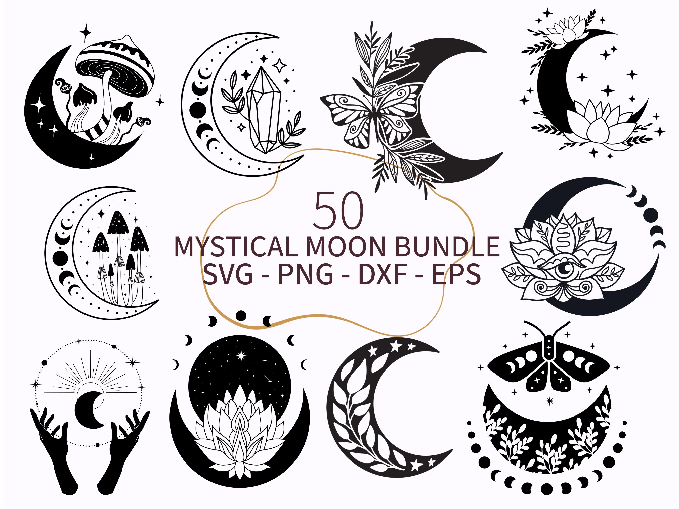 Mystical Moon SVG Bundle Celestial Svg Magical Svg Moon - Etsy