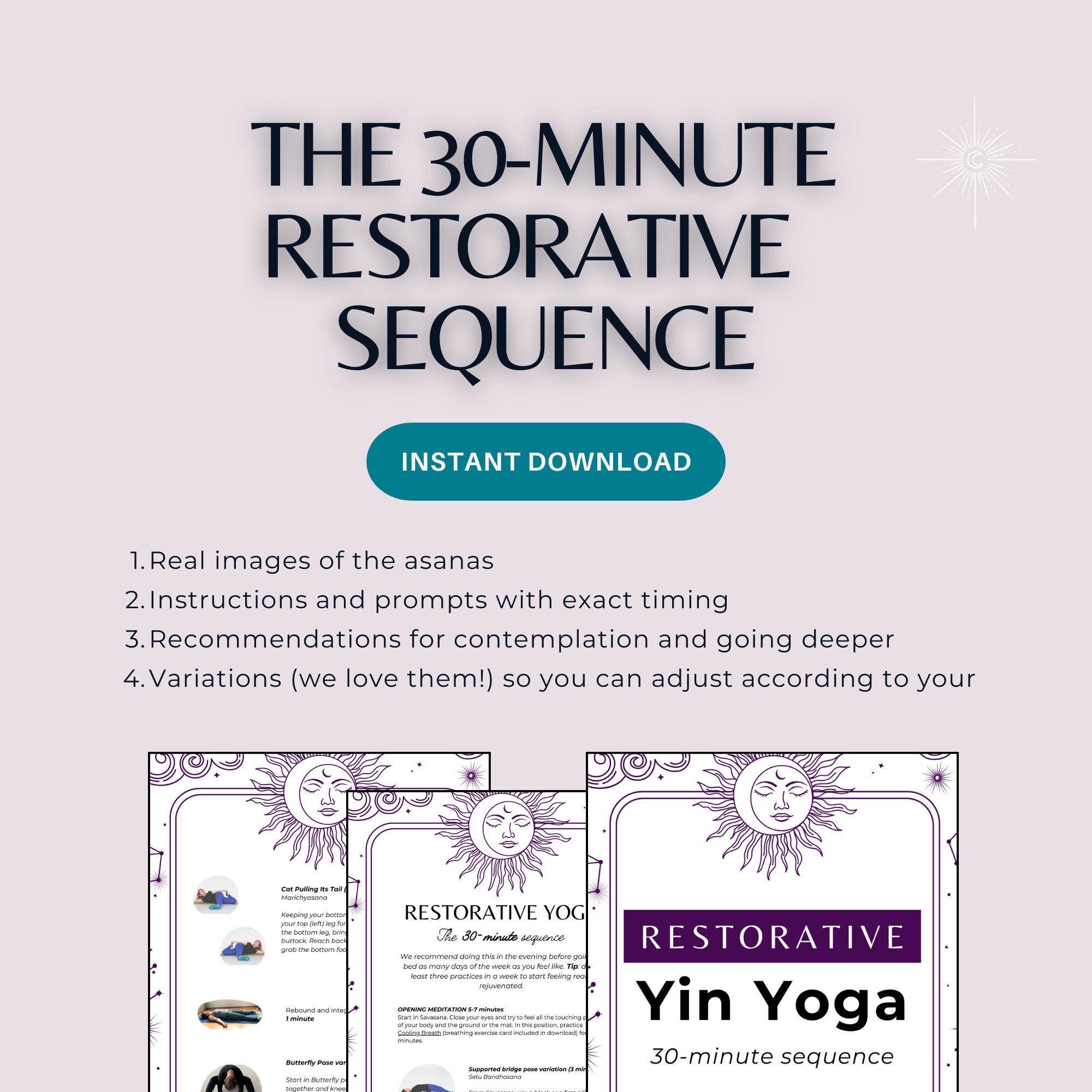 30 Minute Restorative Yin Yoga Class Yoga Sequence PDF Printable Yoga ...