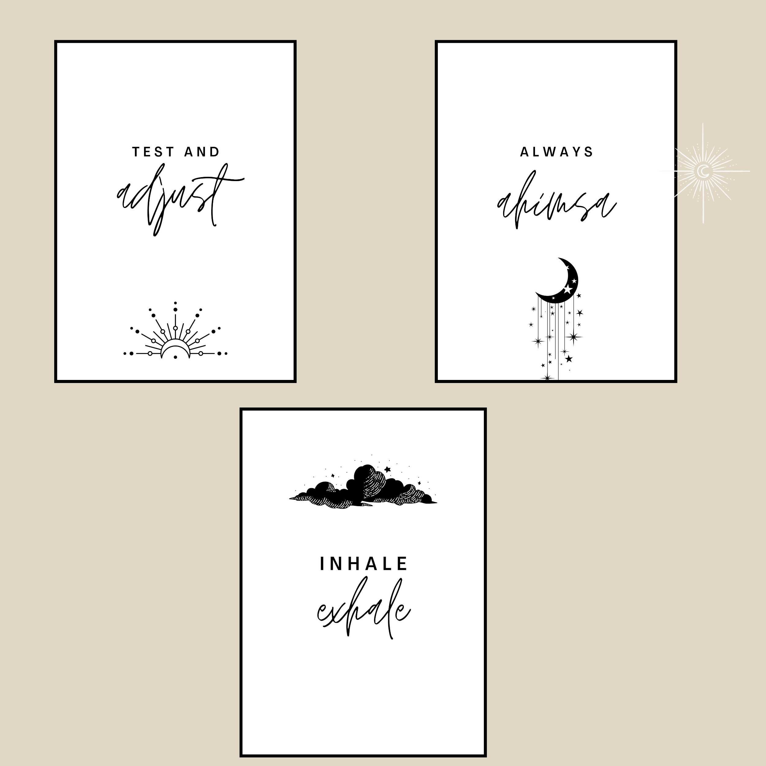 Yoga Posters Printable Set of 9, Minimalist Celestial Yoga Studio Wall ...