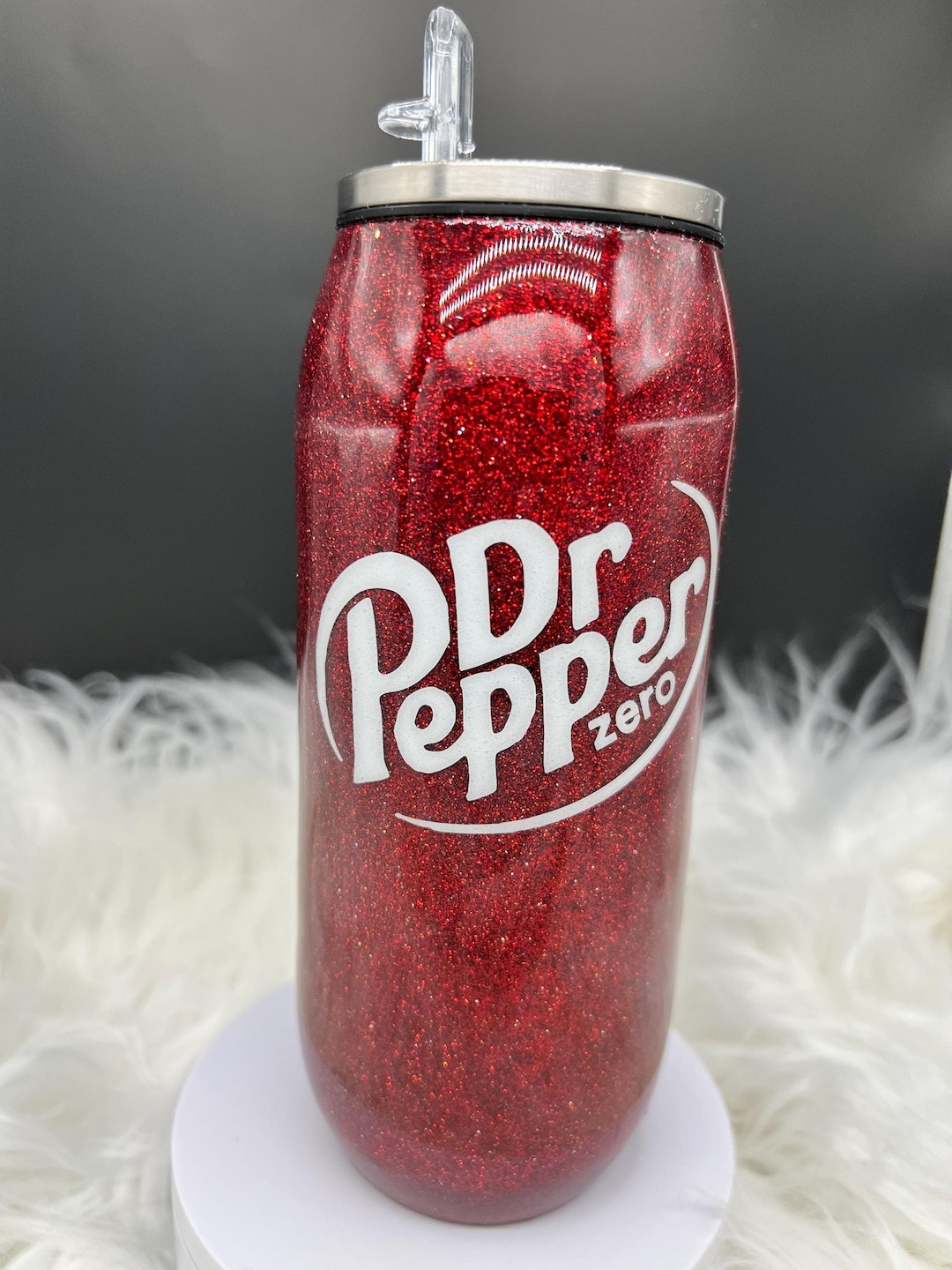 Soda Can 12oz Stainless Steel Soda Can With Lid and Collapsible Straw ...