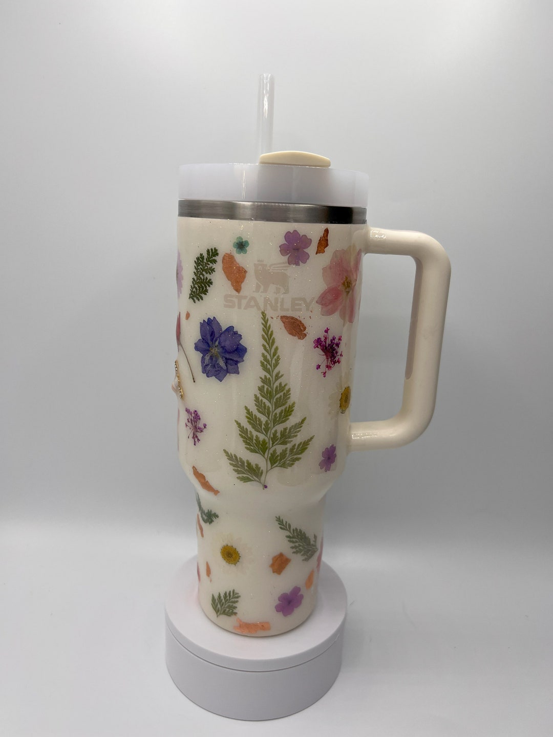 Stanley White Mothers Day 30/40 Oz Stanley Tumbler With Real Dried Flowers the Coco Cup Custom ...