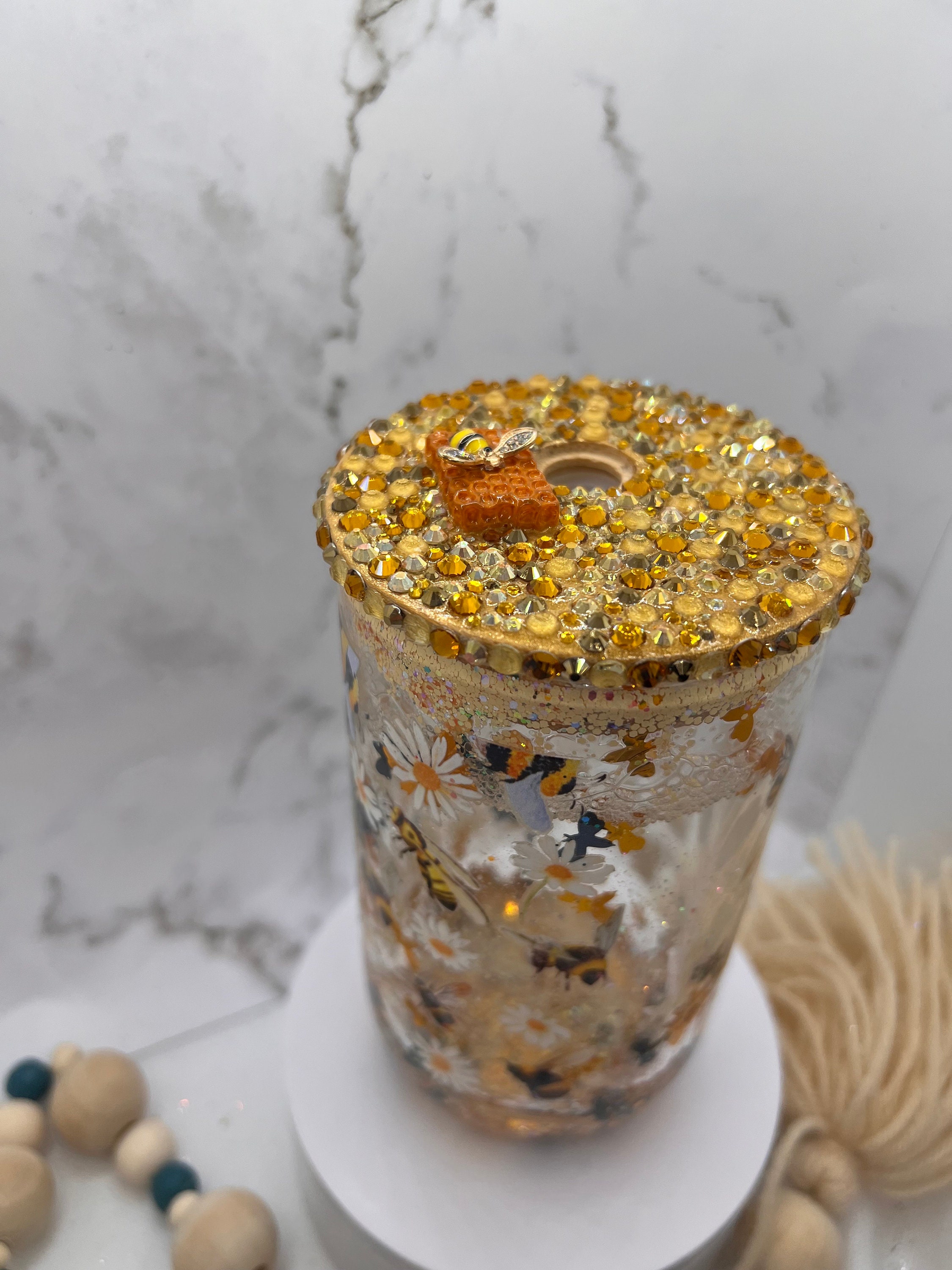 Create Your Own 16 Oz Libby Snow Globe Glass With Glitter and Personalized Rhinestone Lid - Etsy