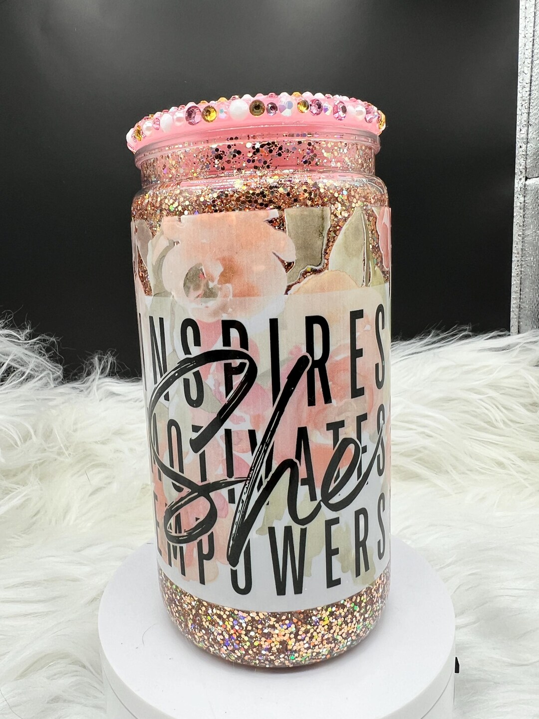 Create Your Own! 16 Oz Libby Snow Globe Glass With Glitter and Personalized Rhinestone Lid - Etsy