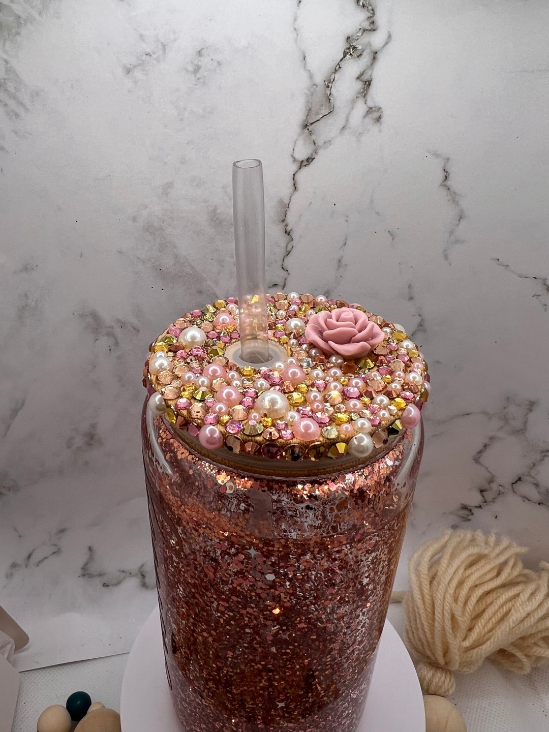 Create Your Own! 16 Oz Libby Snow Globe Glass With Glitter and Personalized Rhinestone Lid - Etsy