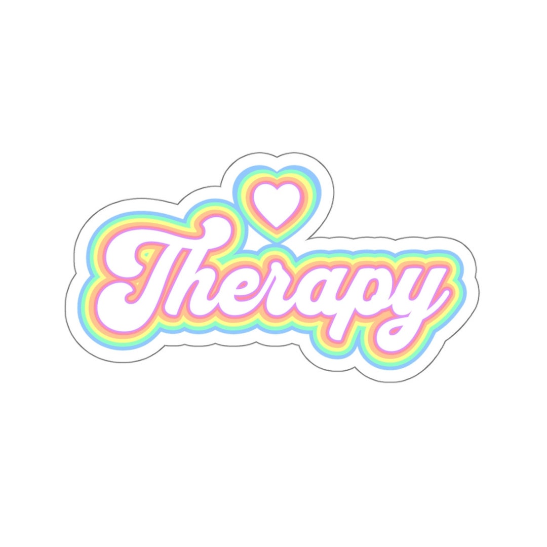 Therapy Kiss-cut Vinyl Stickers, Mental Health Stickers, I Love Therapy ...