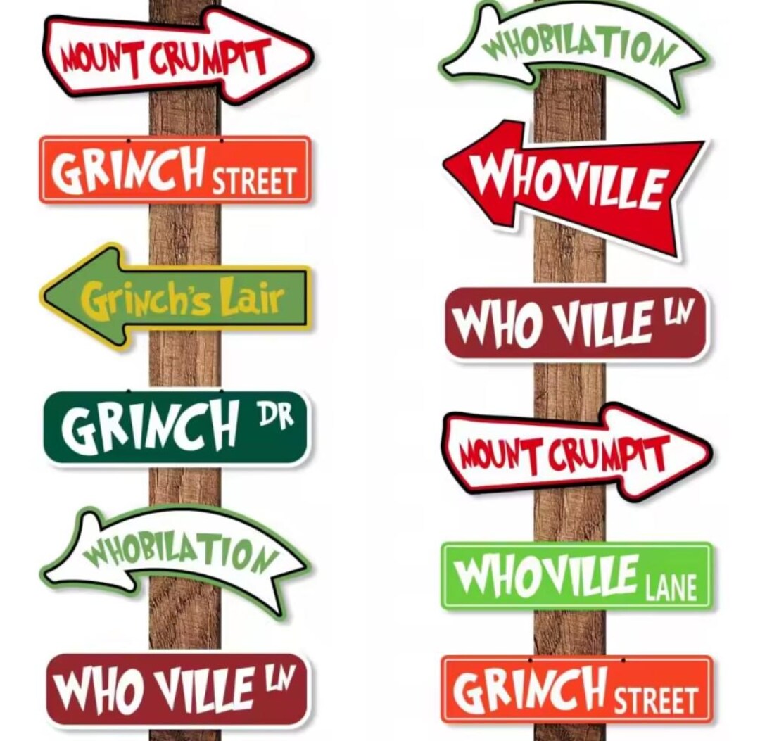 Grinch Directional Signs , Whoville Christmas Decorations , Mount ...