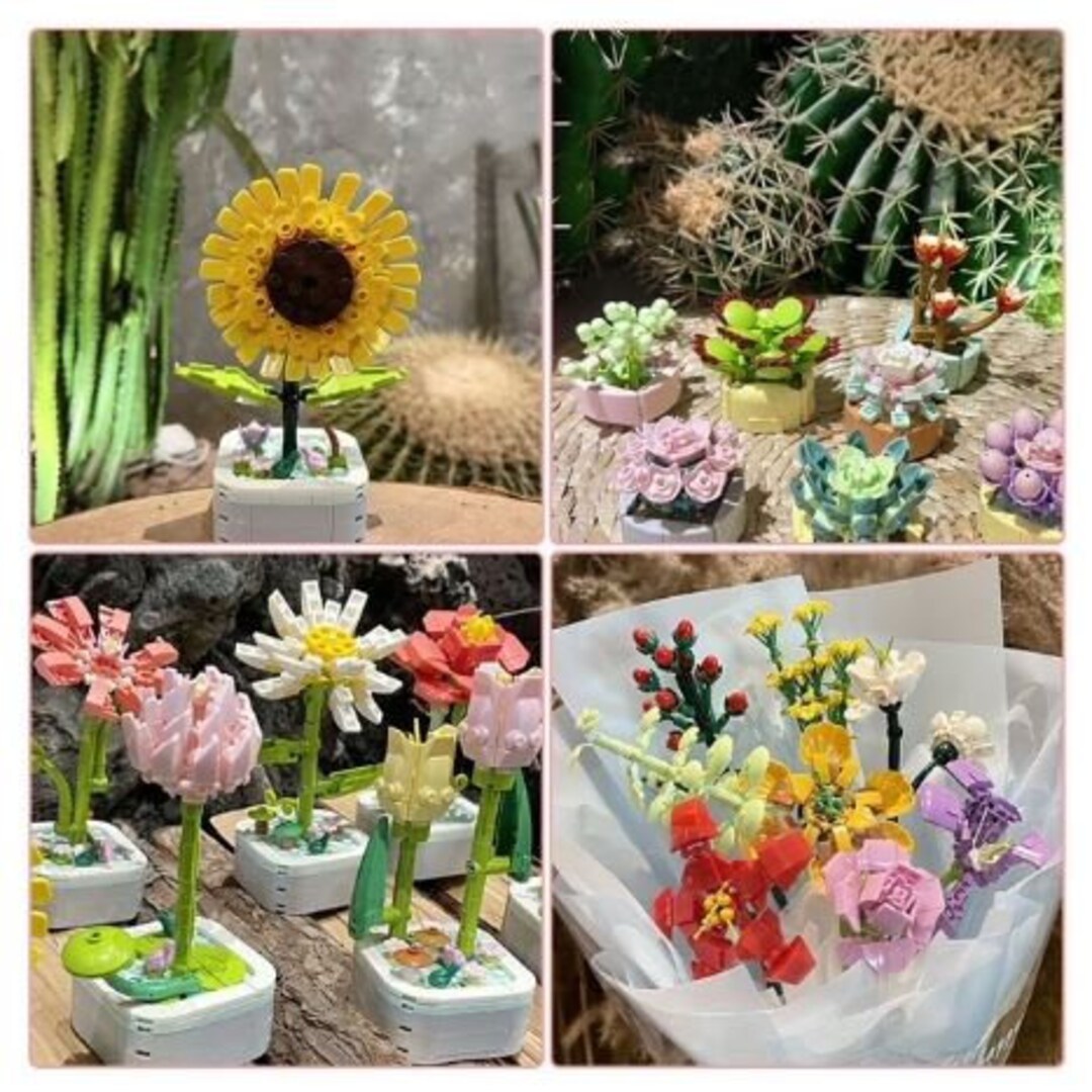 DIY Flower Bouquet Succulent Building Block Lego Set Flower - Etsy