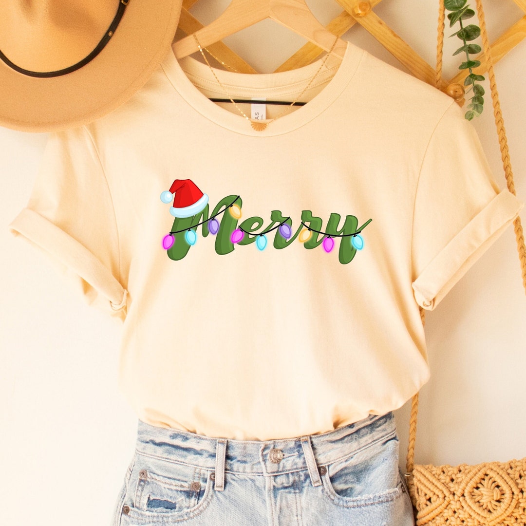 Merry T Shirt, Merry Shirt, Christmas T-shirt, Cute Graphic Tee, Merry ...