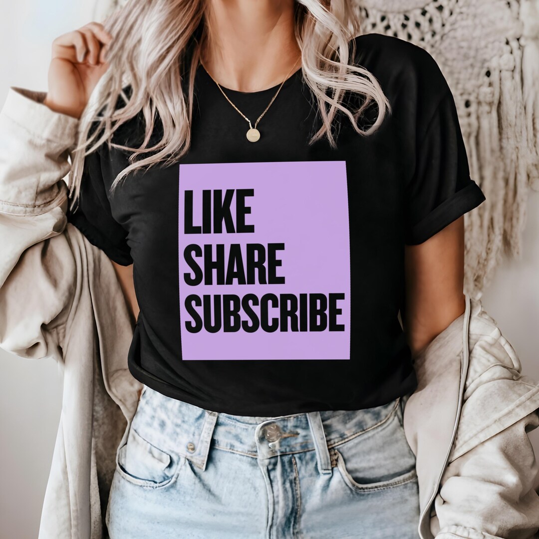 Like Share Subscribe T-shirt – Creator Influencer Tee, Light Purple - Etsy