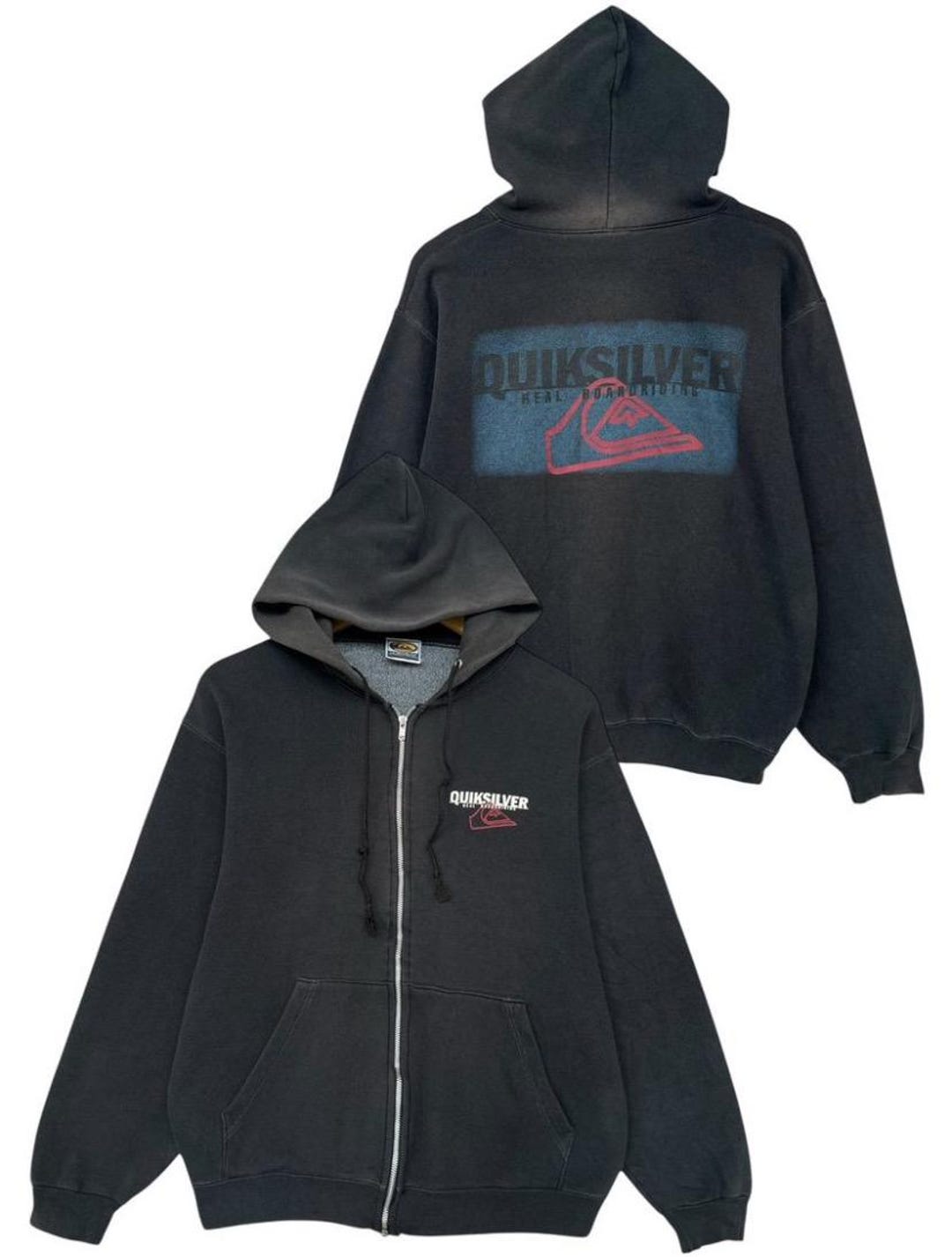 Vintage 90s Quiksilver Baggy Boxy Sunfaded Hoodie Quiksilver Zipper ...