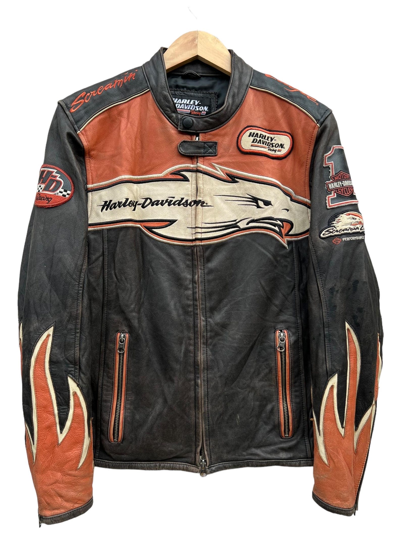 Vintage Harley Davidson Biker Leather Racing Jacket - Etsy