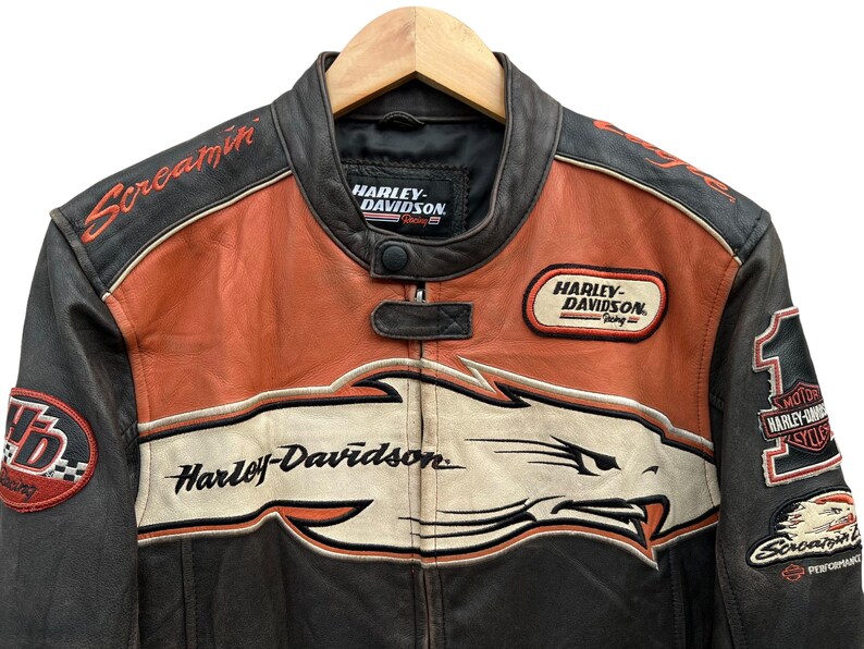 Vintage Harley Davidson Biker Leather Racing Jacket - Etsy