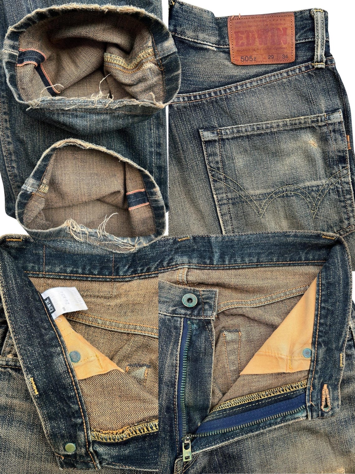 Vintage Edwin 505Z Japan Selvedge Denim Jeans Edwin Distressed Selvedge ...