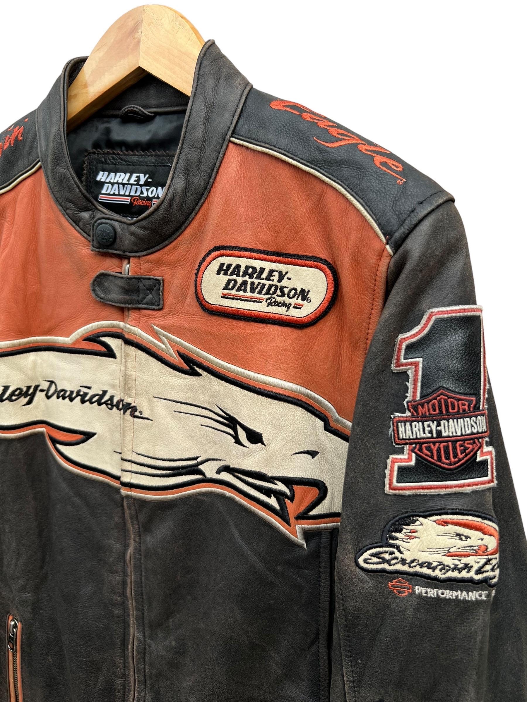 Vintage Harley Davidson Biker Leather Racing Jacket - Etsy